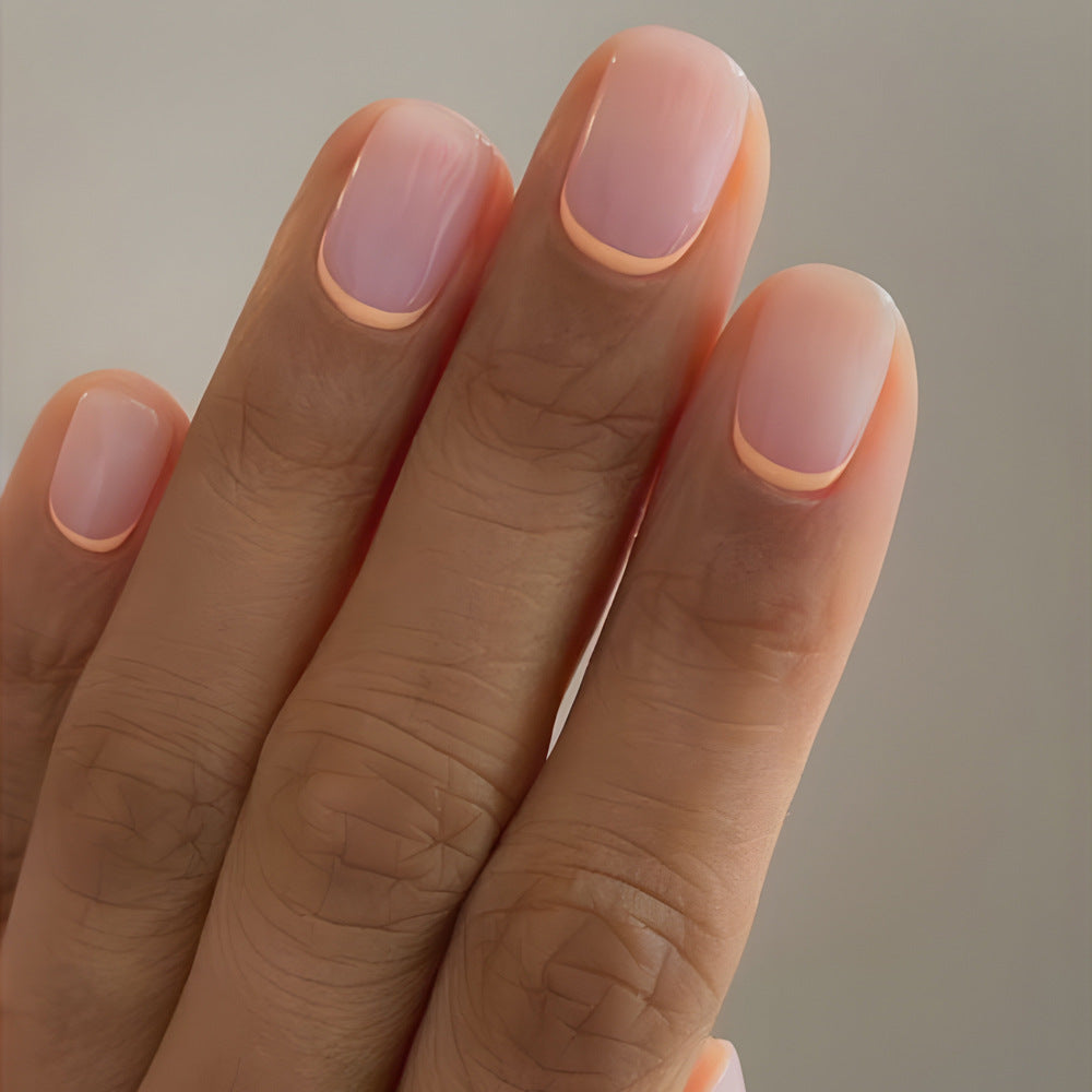 Natural Elegance Short Oval Soft Pink Press On Nails with Subtle Sheen ...
