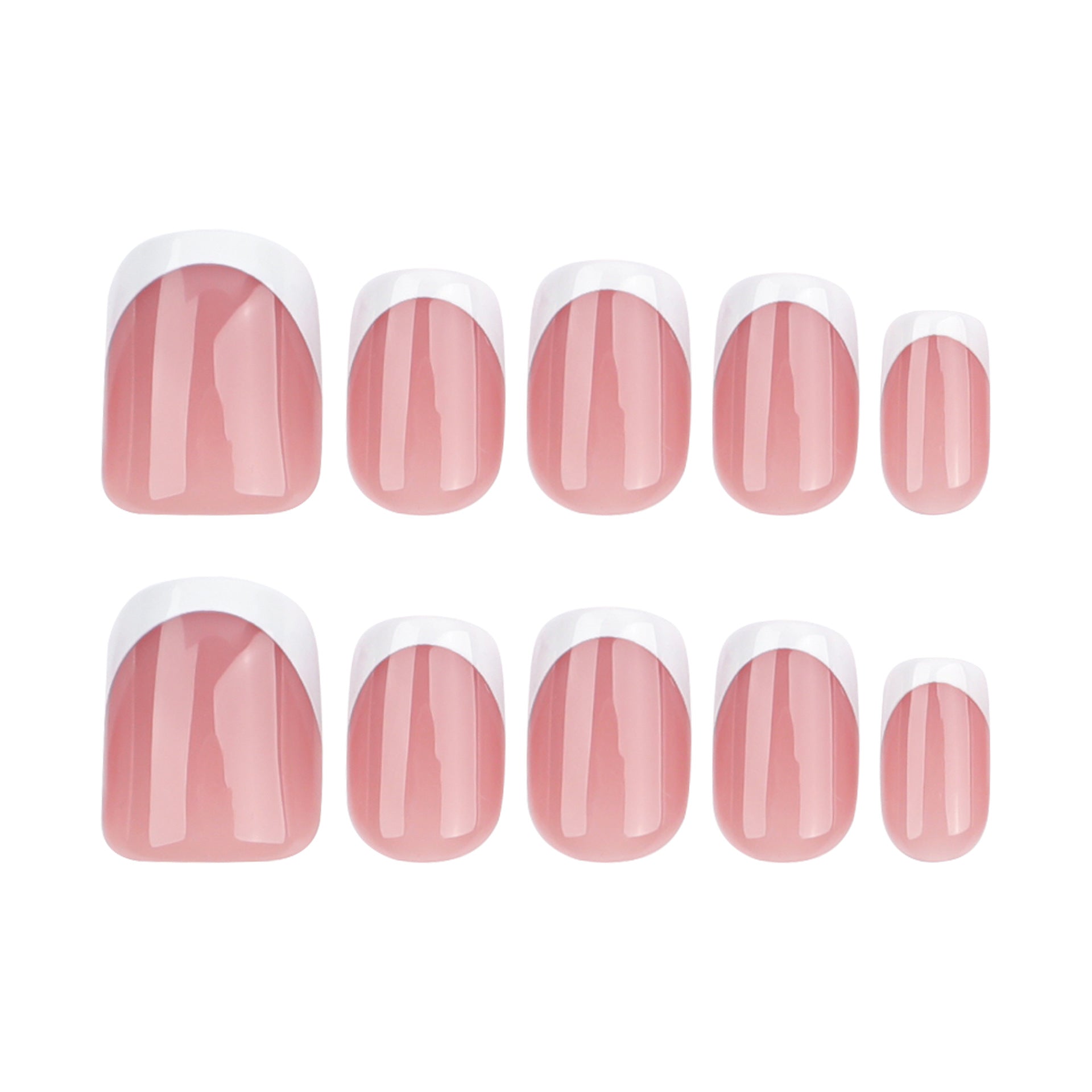 Chic Glamour Medium Squoval Blush Pink Press On Nails with French Tip ...