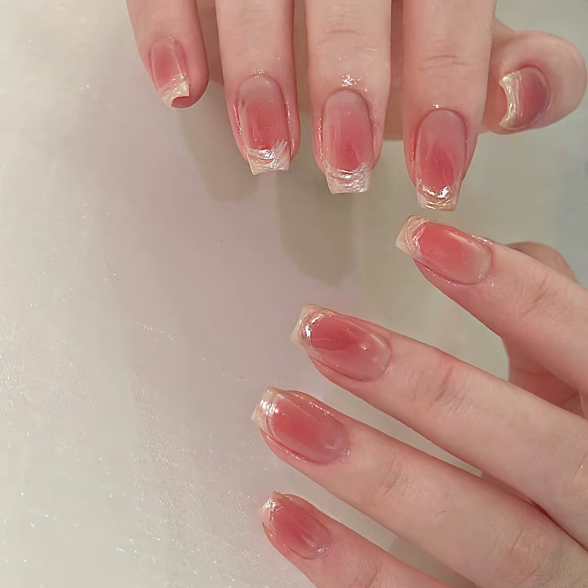 Enchanting Elegance Medium Square Blush Pink with Glossy Finish Press ...