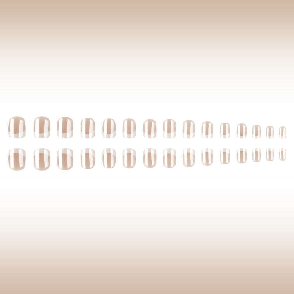 Elegant Serenity Short Square Beige Press-On Nail Set with Glossy Fini ...