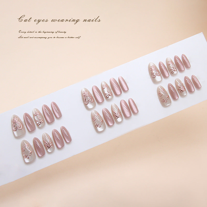 Whimsical Charm Medium Almond Shaped Soft Pink Nails with Elegant Flor ...