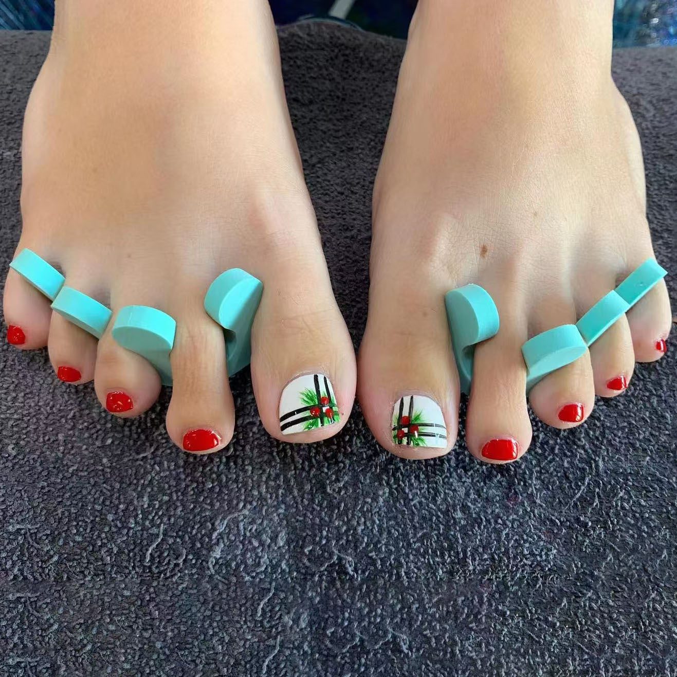 Tropical Serenity Short Square Aquamarine Nail Press Toenail Set with ...