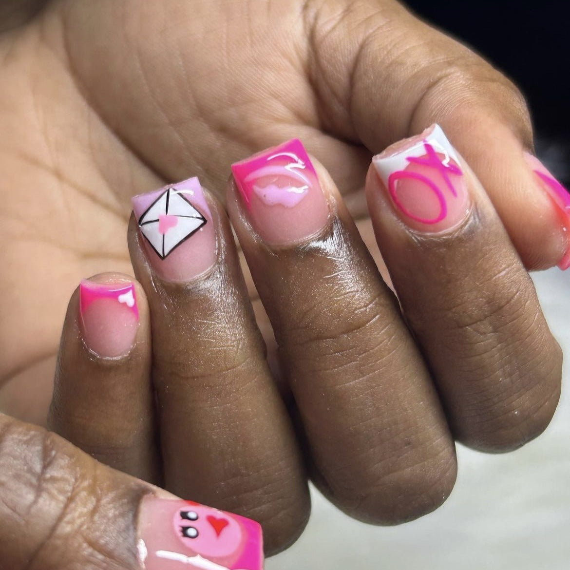 Love Pink Nail Designs Love Inspired Long Square Pink Nail Set With