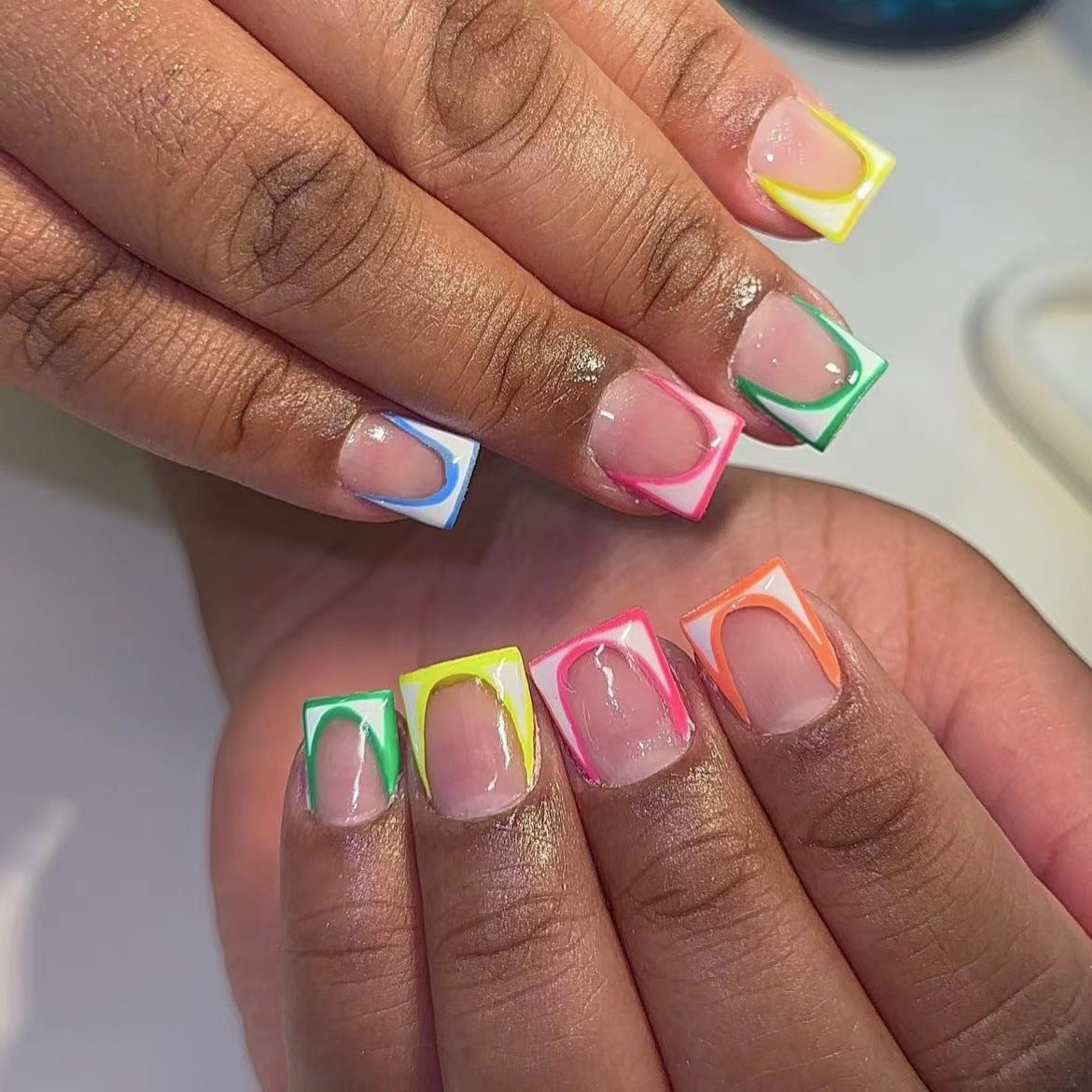Neon French Tip Nails Colorful French Tips