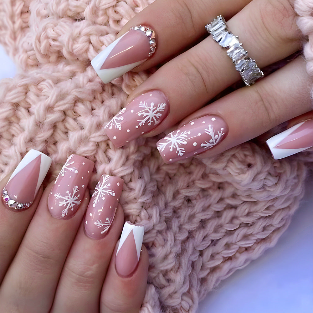 Not Cold Medium Coffin White Winter Press On Nails – RainyRoses