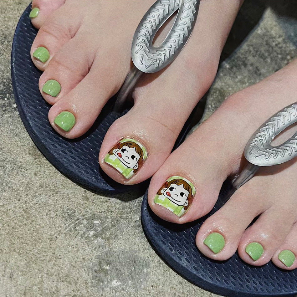 Sweetie Cartoon Green Press On Toenails – RainyRoses