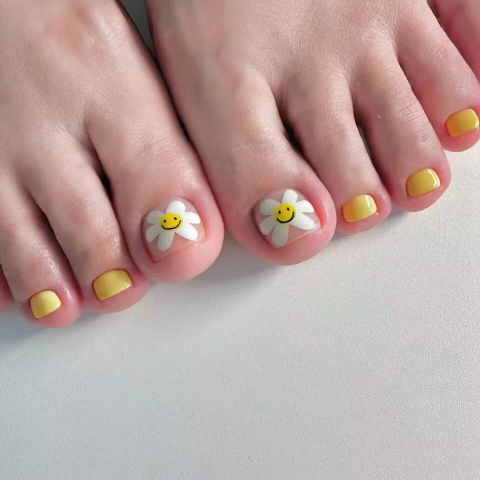 Daisy Plant Cute Yellow Press On Toenails – RainyRoses