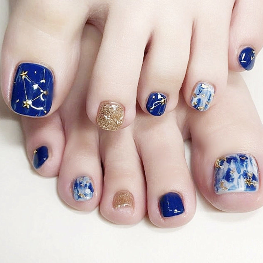Astrological Marble Blue Press On Toenails – RainyRoses